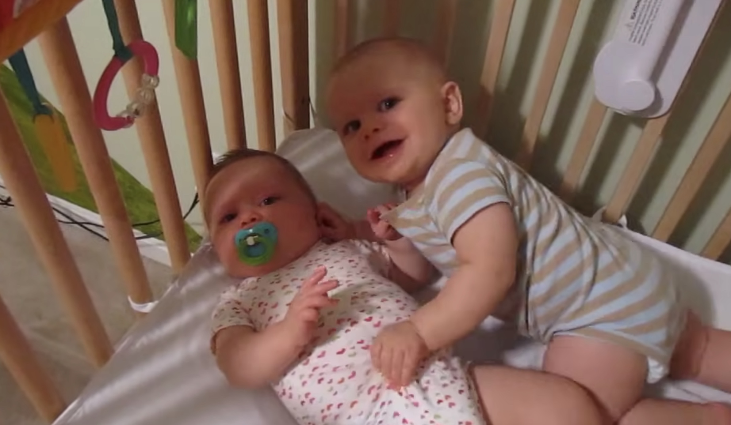 They are sooo cute together! Twins caught fighting for the pacifier in ...